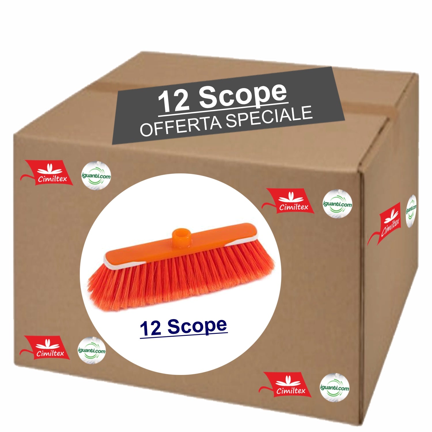12 Scope con paracolpi da interni con setole cattura polvere