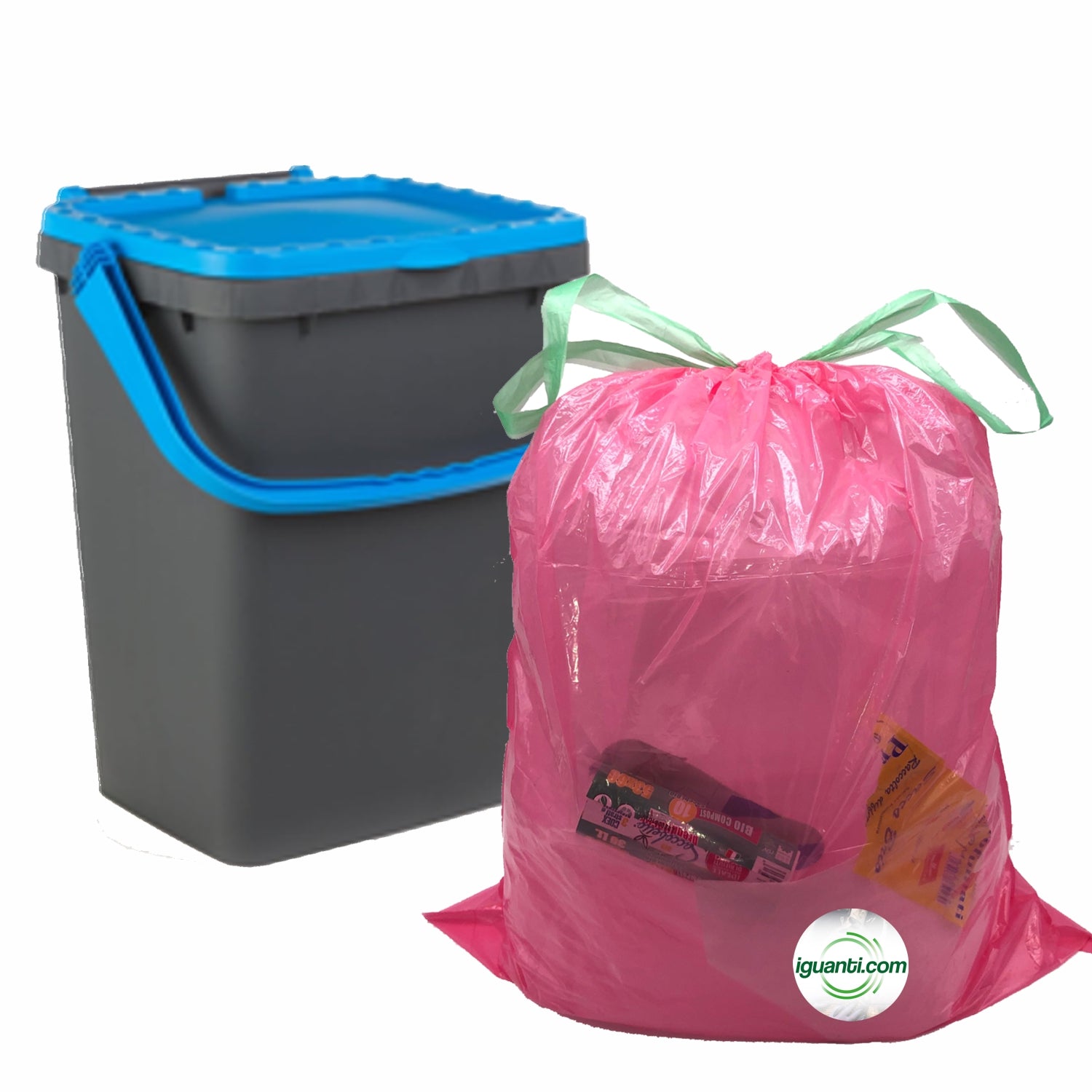 Sacchi 40 litri spazzatura Profumati con maniglie rosa cm.55x65 peso g