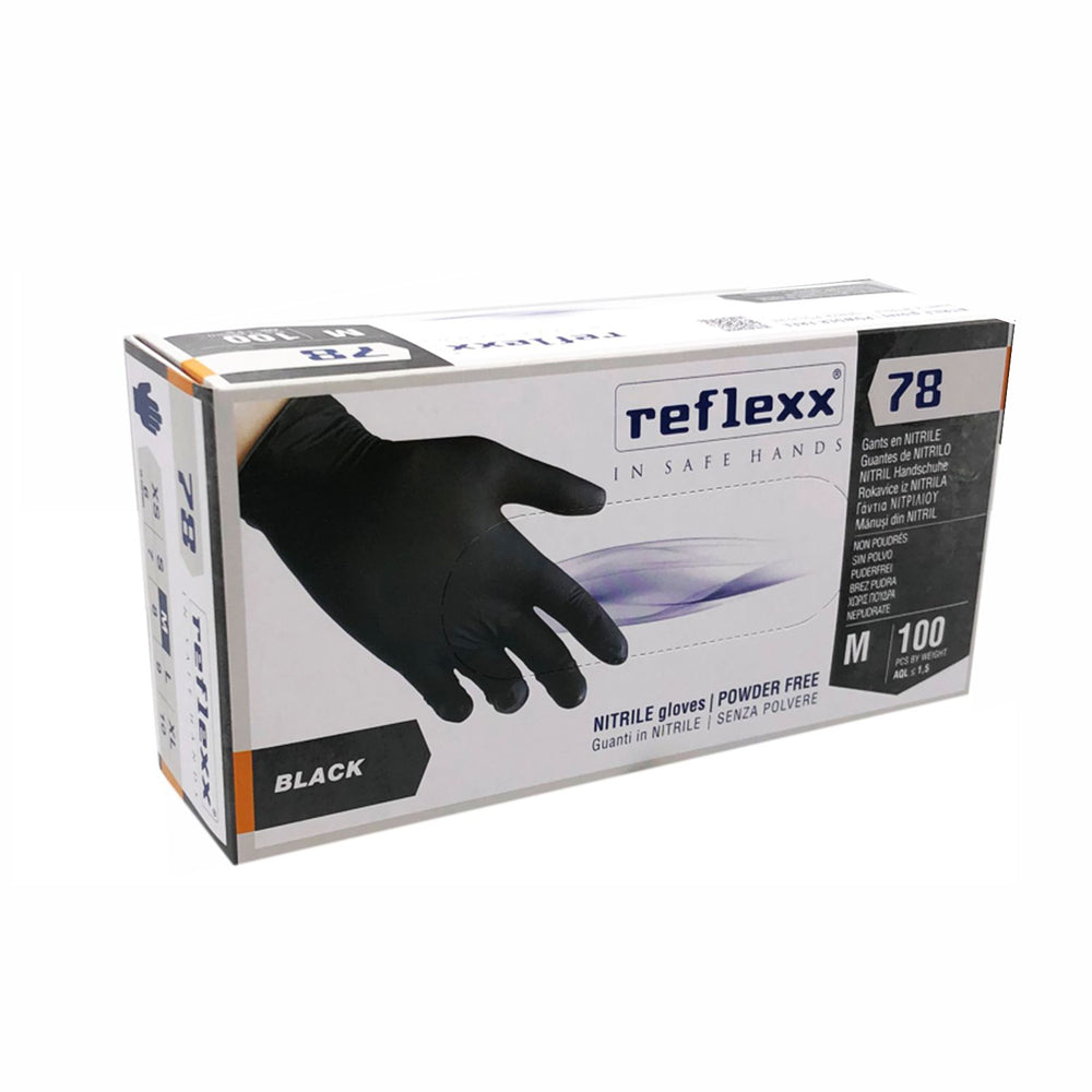 Guanti monouso nitrile nero senza polvere pz.100 Reflexx R 78 gr. 4,00